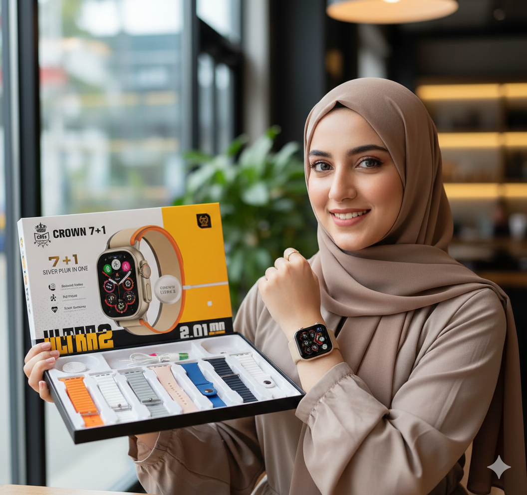 Crown Ultra Smartwatch 2 Combo – 7-in-1 Straps – Sajeel.pk